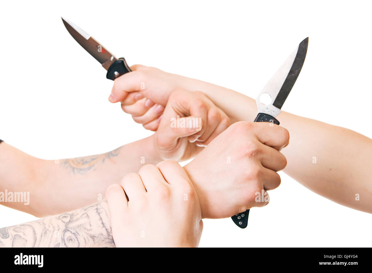 Men's hands with knife Stock Photo - Alamy