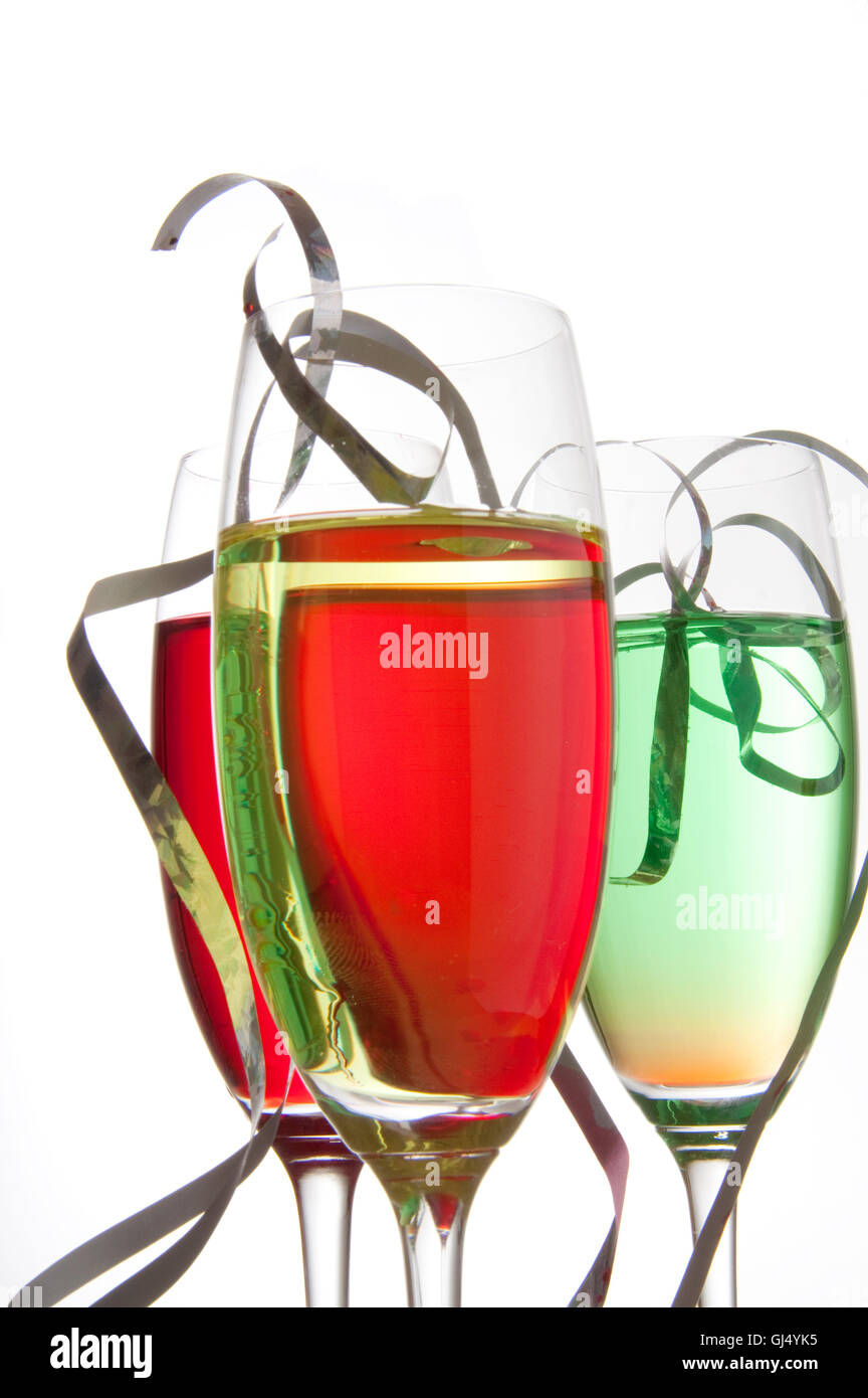 Colorful drinks with streamers Stock Photo - Alamy