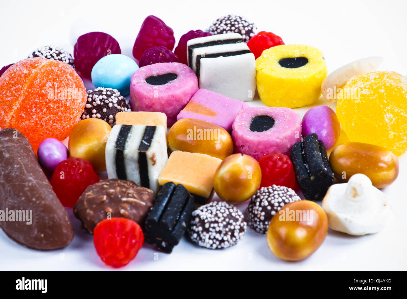 Many candy on white background.Fruit snacks Stock Photo - Alamy