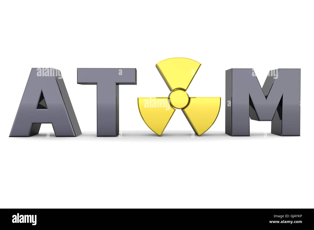 Black Word Atom - Yellow Nuclear Symbol Stock Photo - Alamy