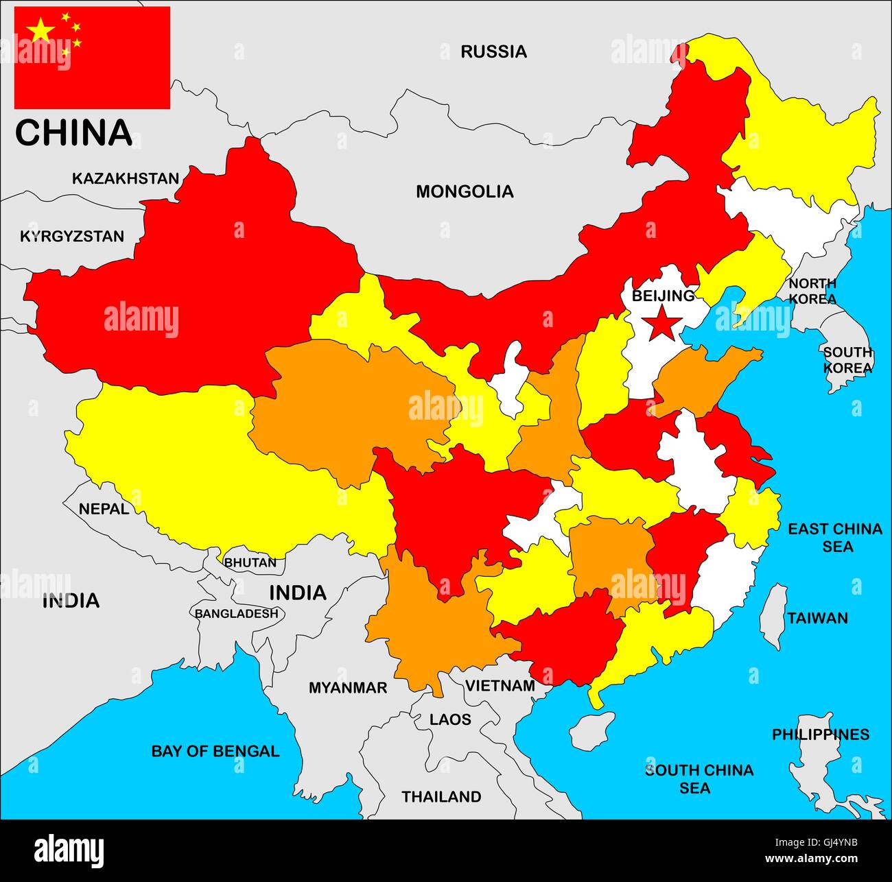 China flag and map hi-res stock photography and images - Alamy