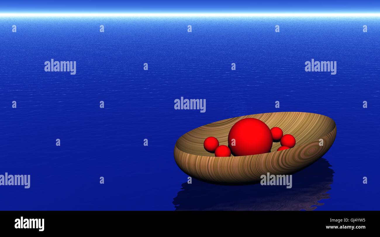 Balls in a boat Stock Photo - Alamy