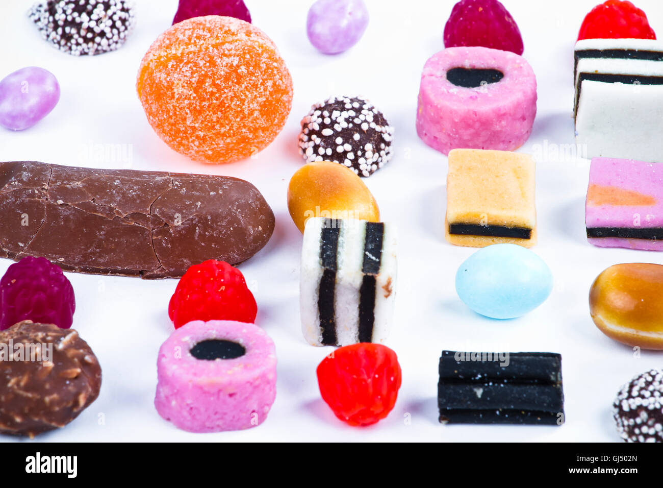 Many candy on white background.Fruit snacks Stock Photo - Alamy