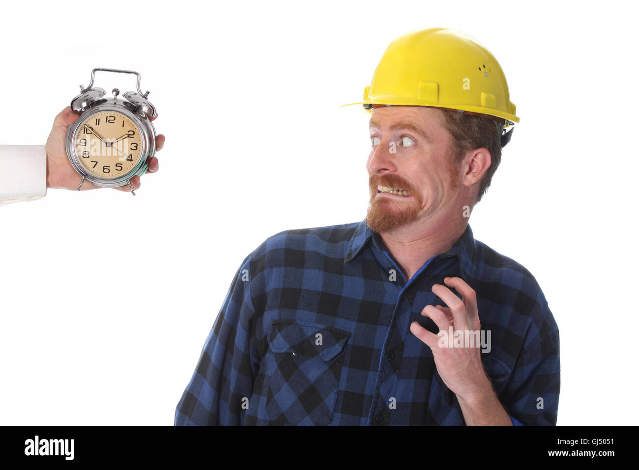 construction worker looking at his watch Stock Photo - Alamy
