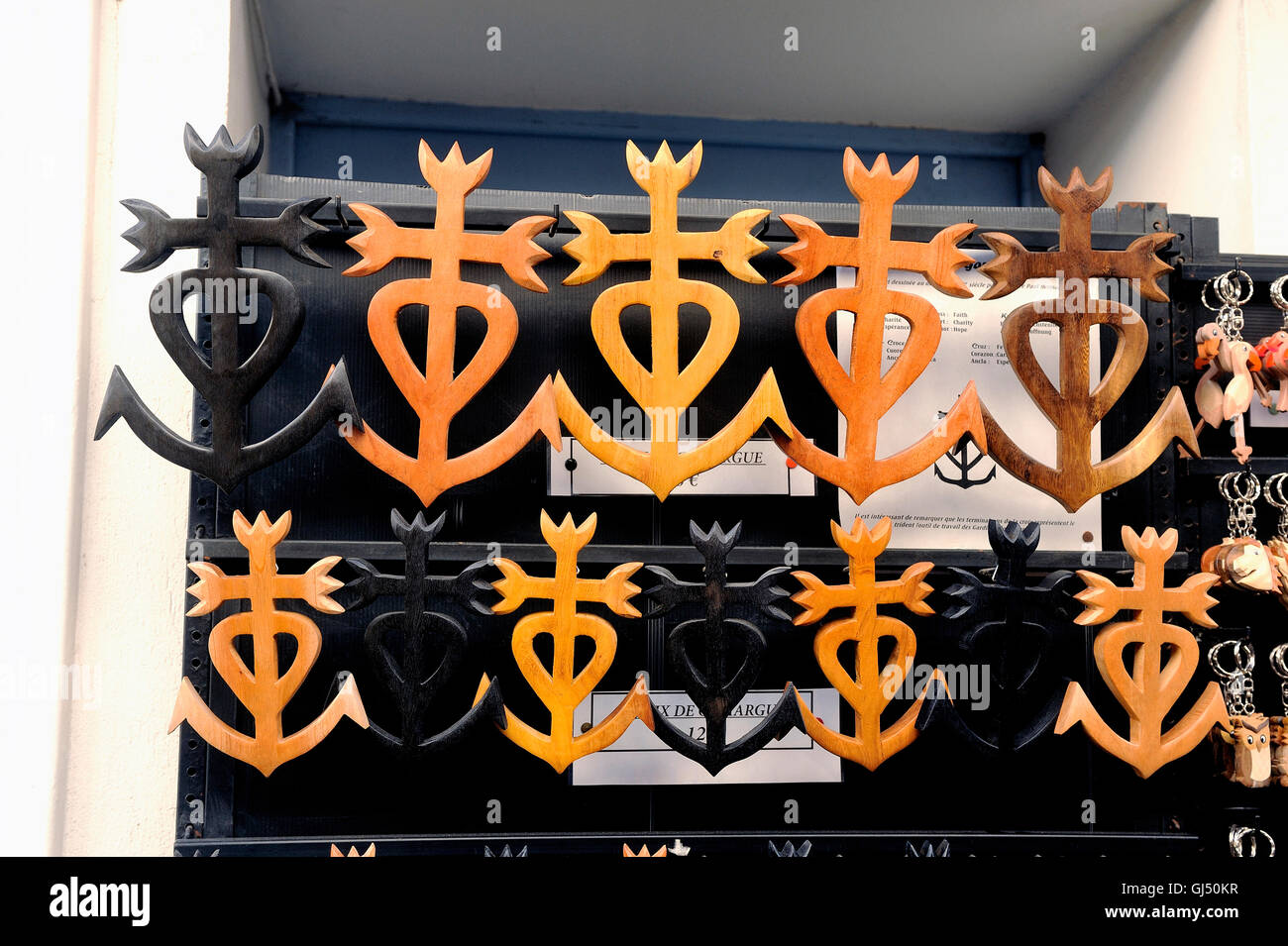 Camargue Cross on sale in a craft shop in memory of the Camargue region ...