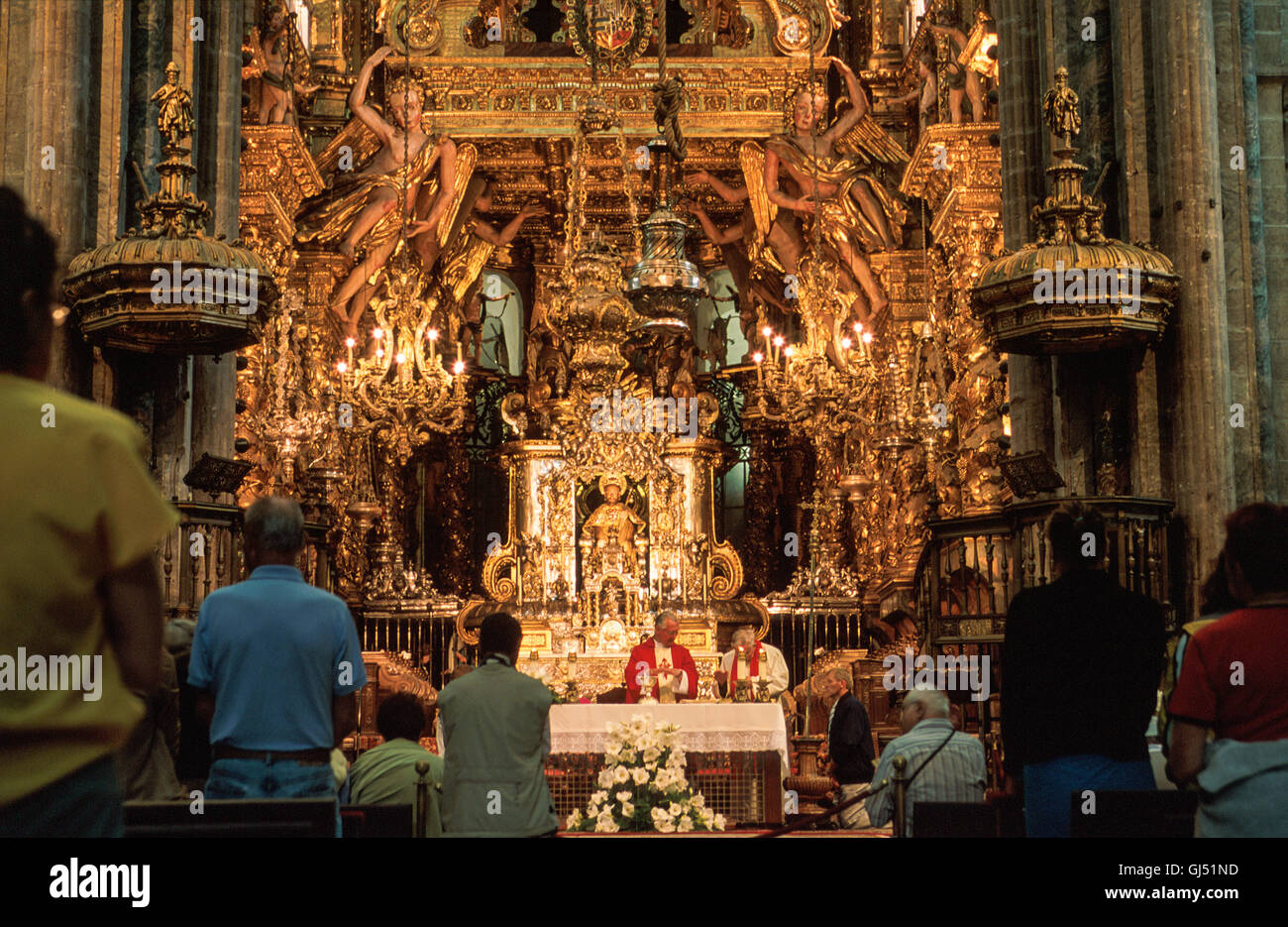 Mass held in German for these German speaking pilgrims with altar and ...