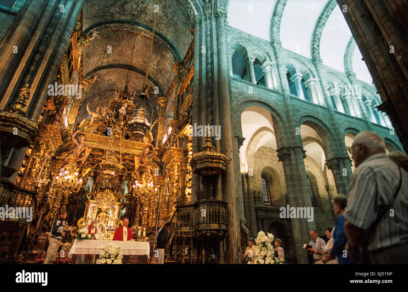 Mass held in German for these German speaking pilgrims with altar and ...