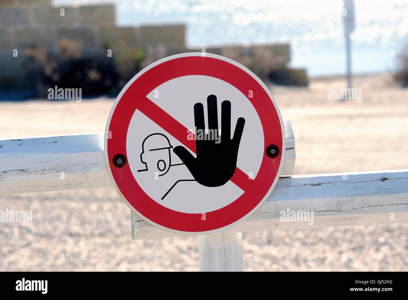 prohibition sign to advance further in protecting a hazard on a ...