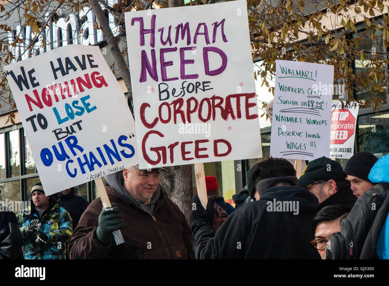 Chicago, Illinois - Nov. 29, 2013: Striking Walmart workers and ...
