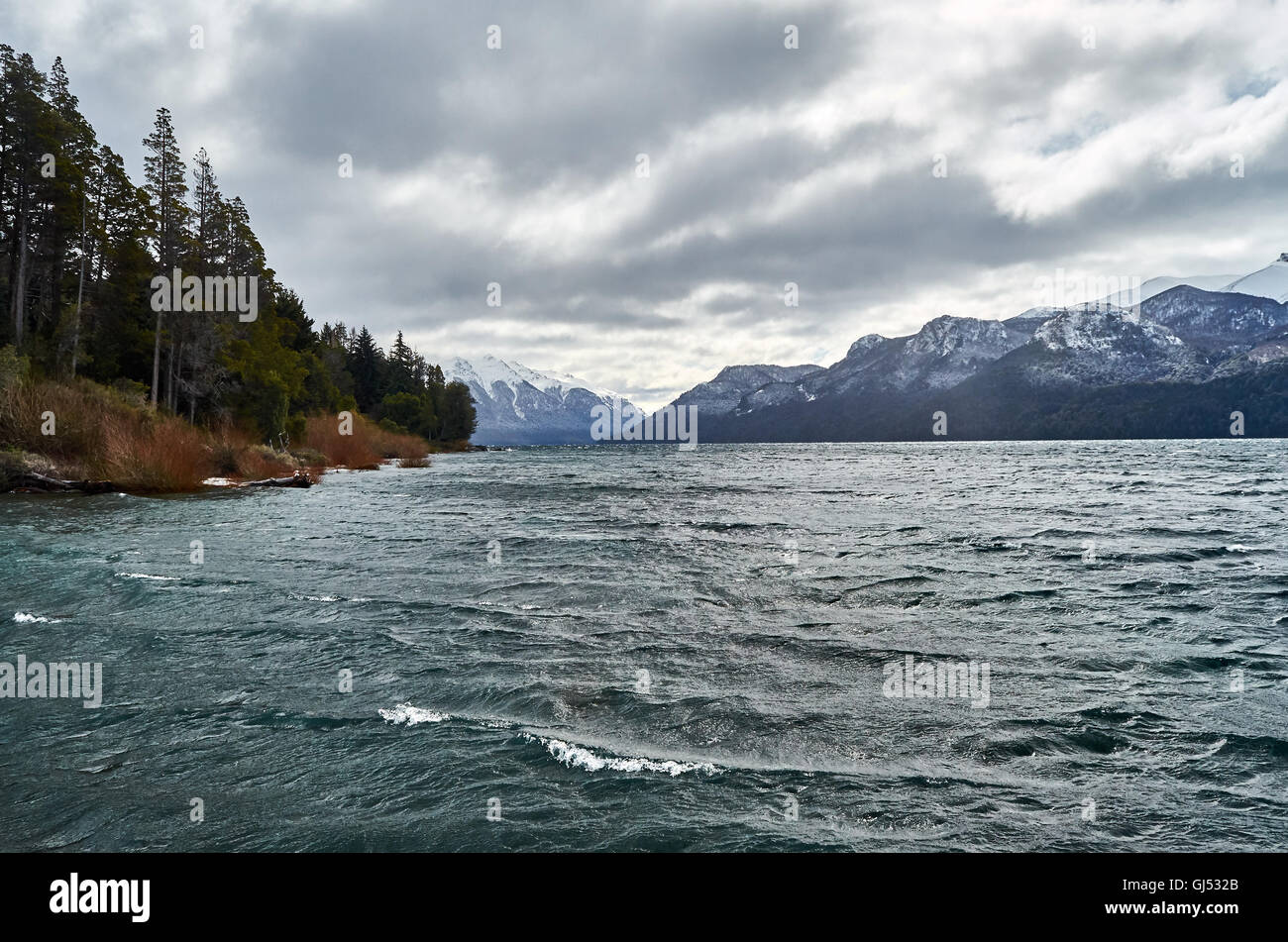 A beautiful view of the Traful Lake from the dock of Villa Traful ...