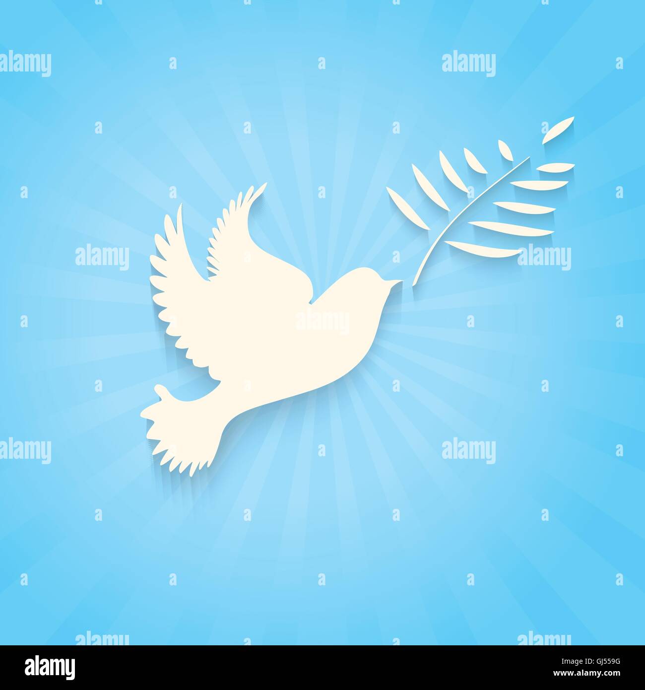 Dove with olive branch stylized vector with rays Stock Vector Image ...