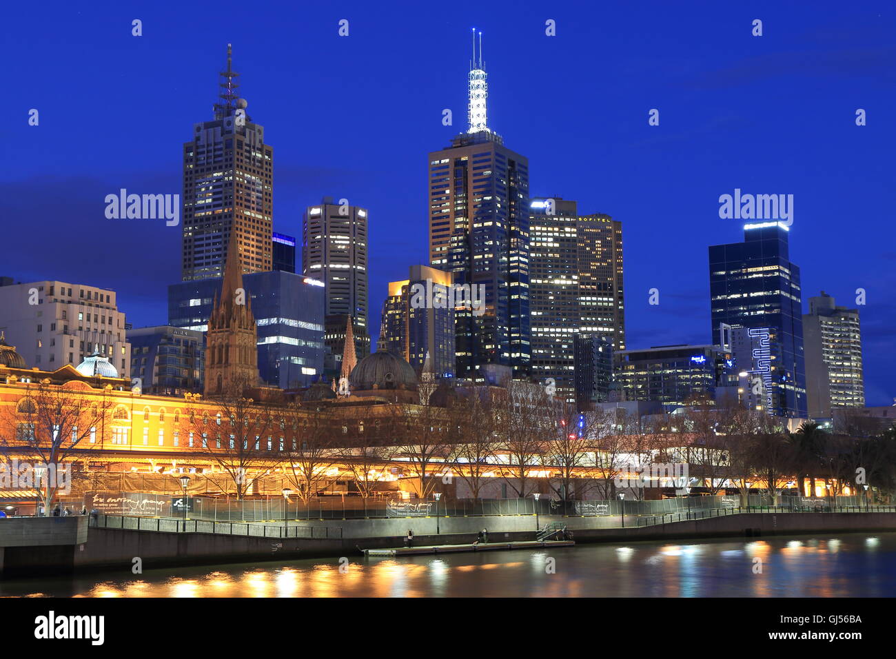 Melbourne skyline night in Melbourne Australia Stock Photo - Alamy