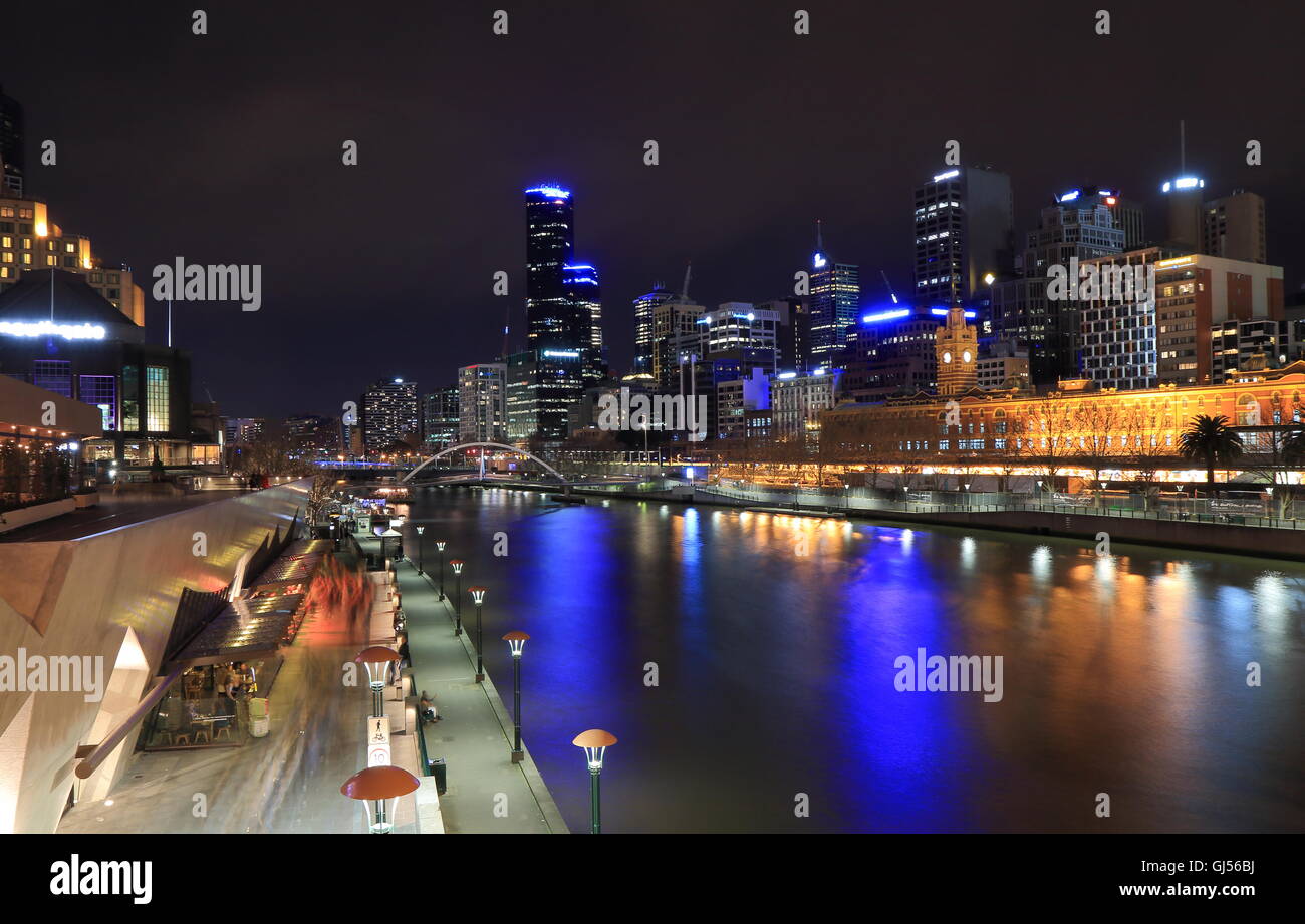 Melbourne skyline night in Melbourne Australia Stock Photo - Alamy