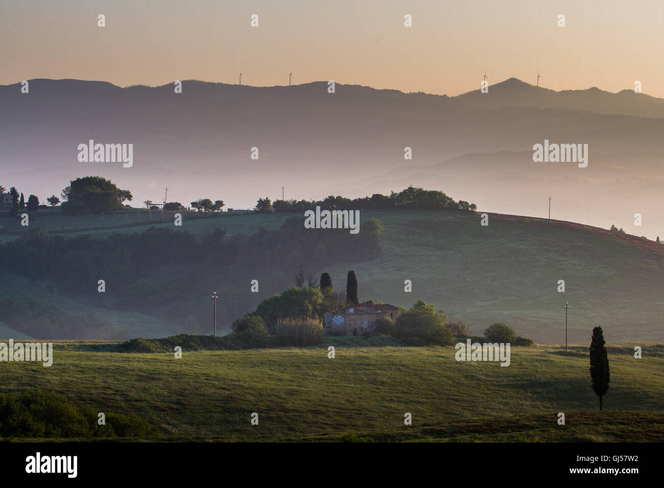 Guardistallo, Tuscany, Italy, view from the hill of Ricrio, landscape ...