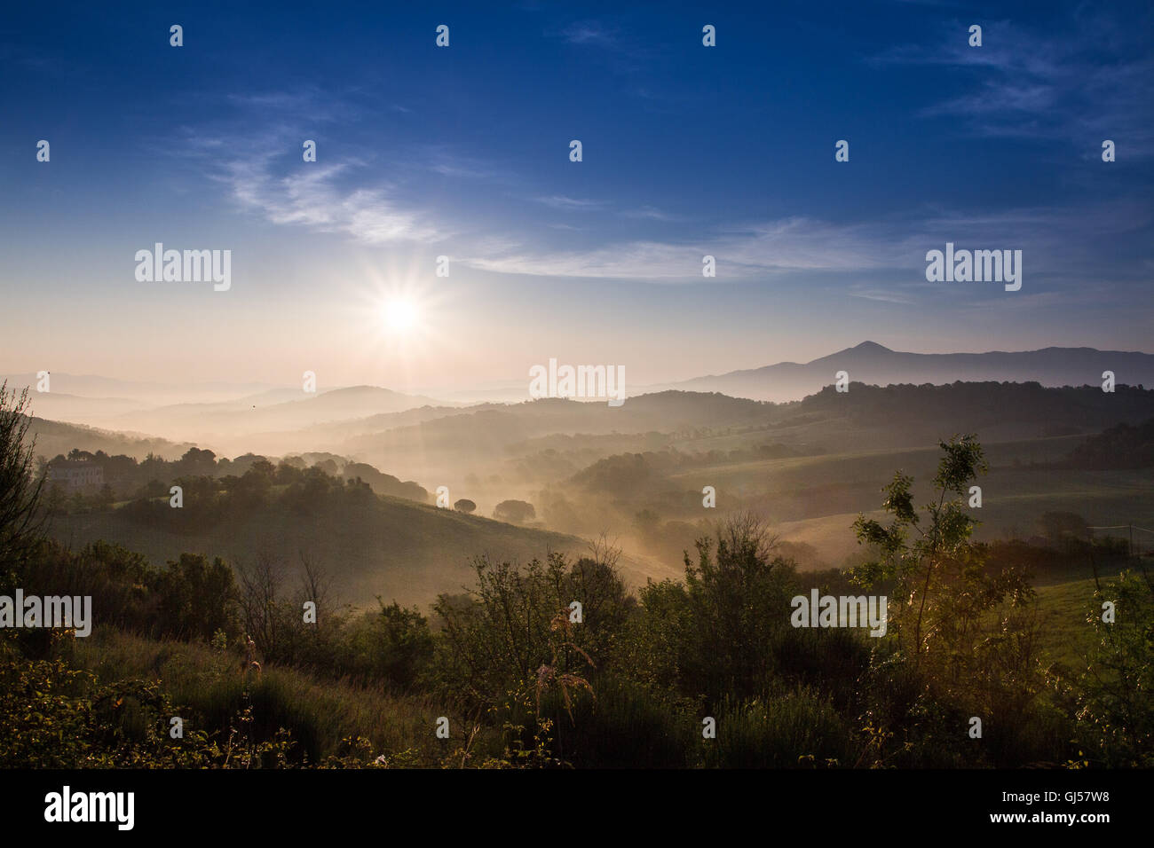 Guardistallo, Tuscany, Italy, view from the hill of Ricrio, landscape ...