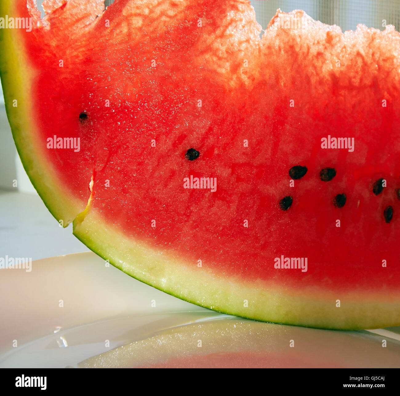 Slice of red juicy watermelon on white plate Stock Photo - Alamy