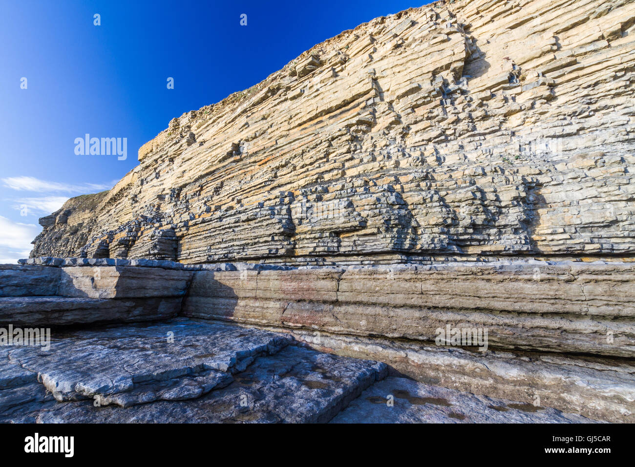 Carboniferous limestone cliffs of Southerndown Beach or Dunraven Bay ...