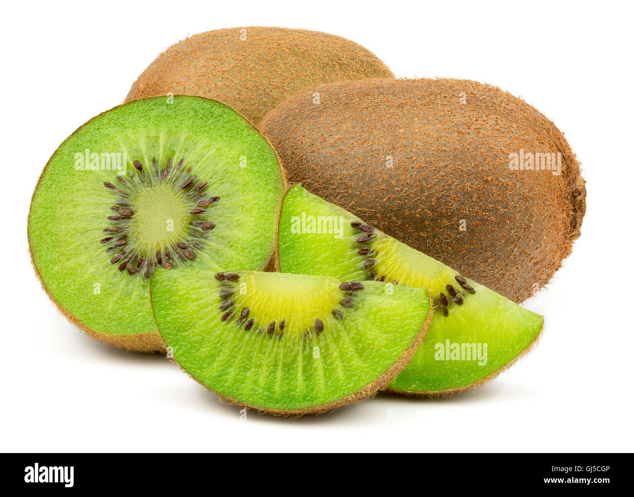 Perfect Fresh Green Kiwi Fruit Isolated on White Background in Full ...