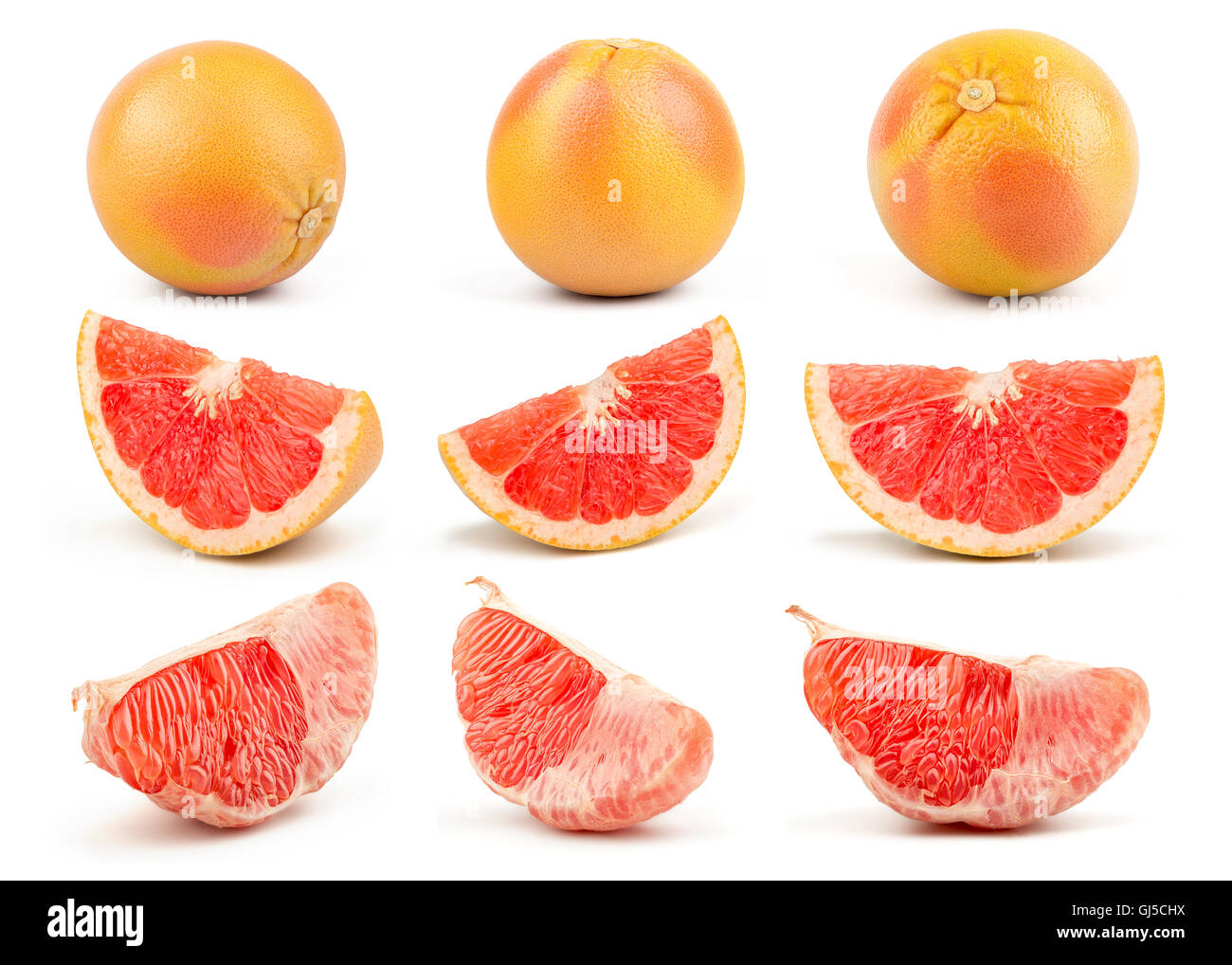 The Set of Perfect Fresh Grapefruits Isolated on White Background in ...