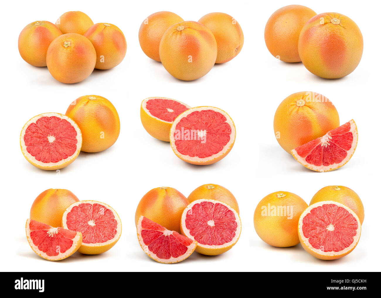 The Set of Perfect Fresh Grapefruits Isolated on White Background in ...