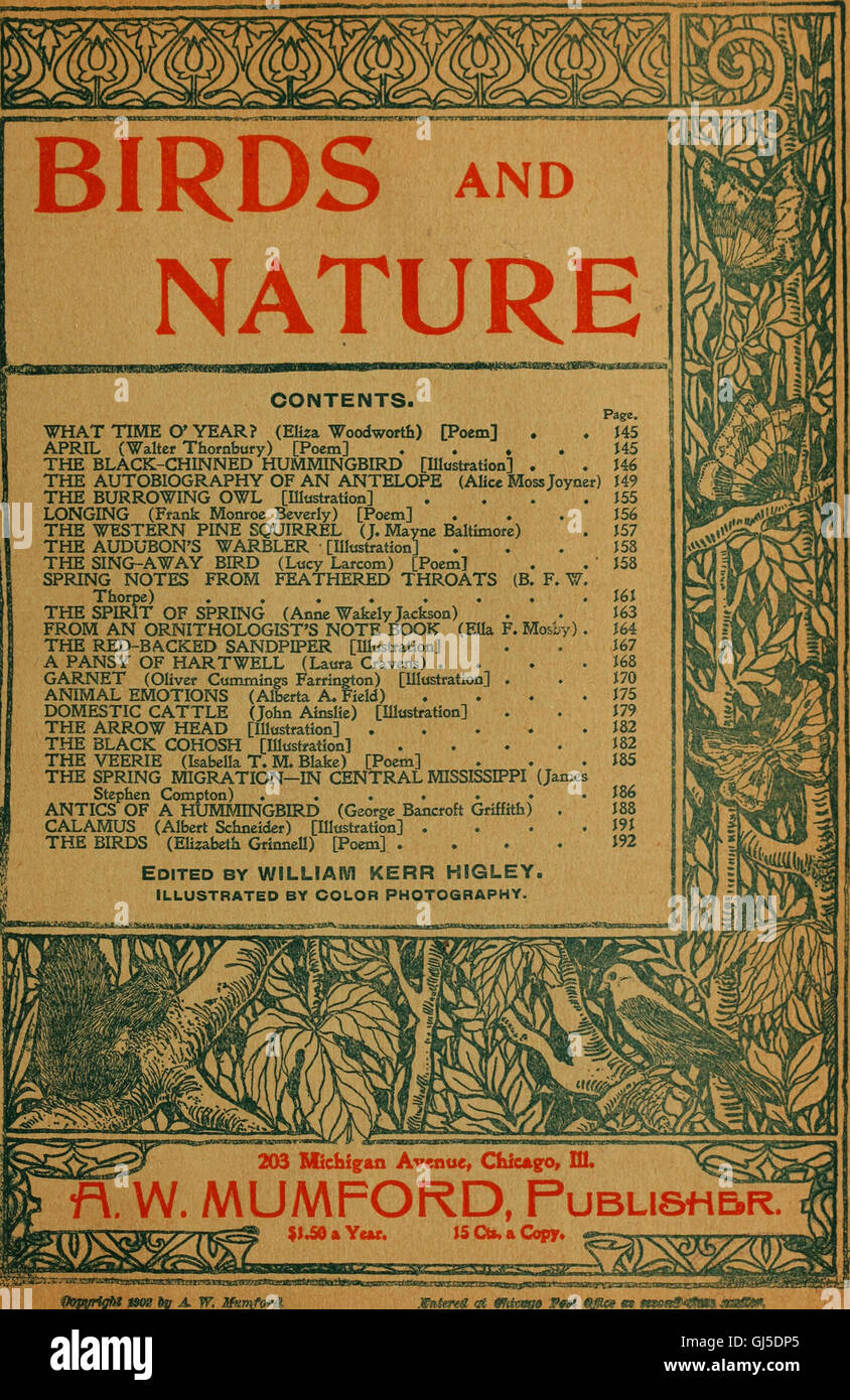 'Birds and Nature' (1902) provides a detailed exploration of bird ...
