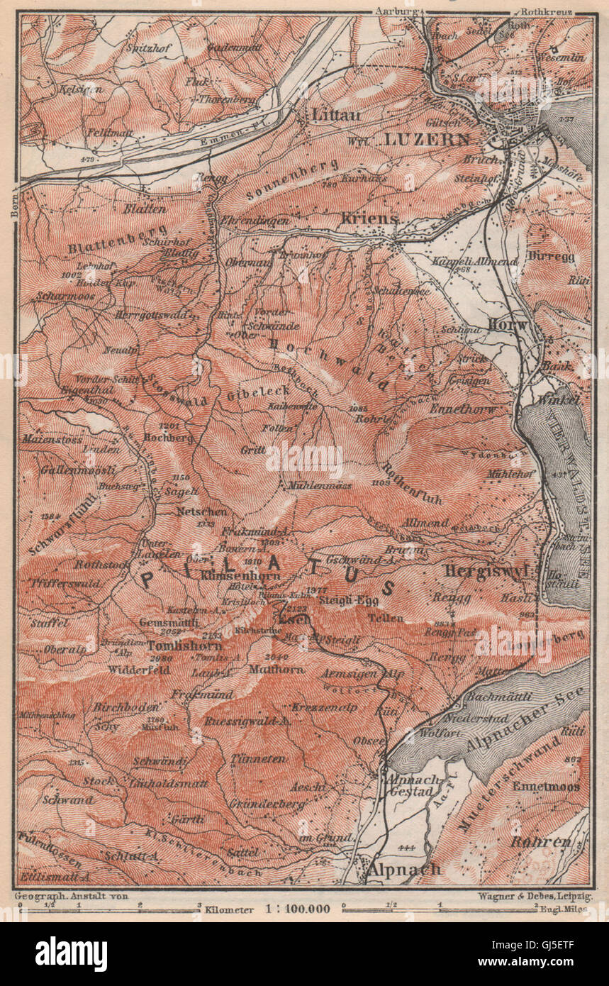 PILATUS. Luzern Lucerne Kriens Alpnach Hergiswil. Topo-map. Schweiz ...