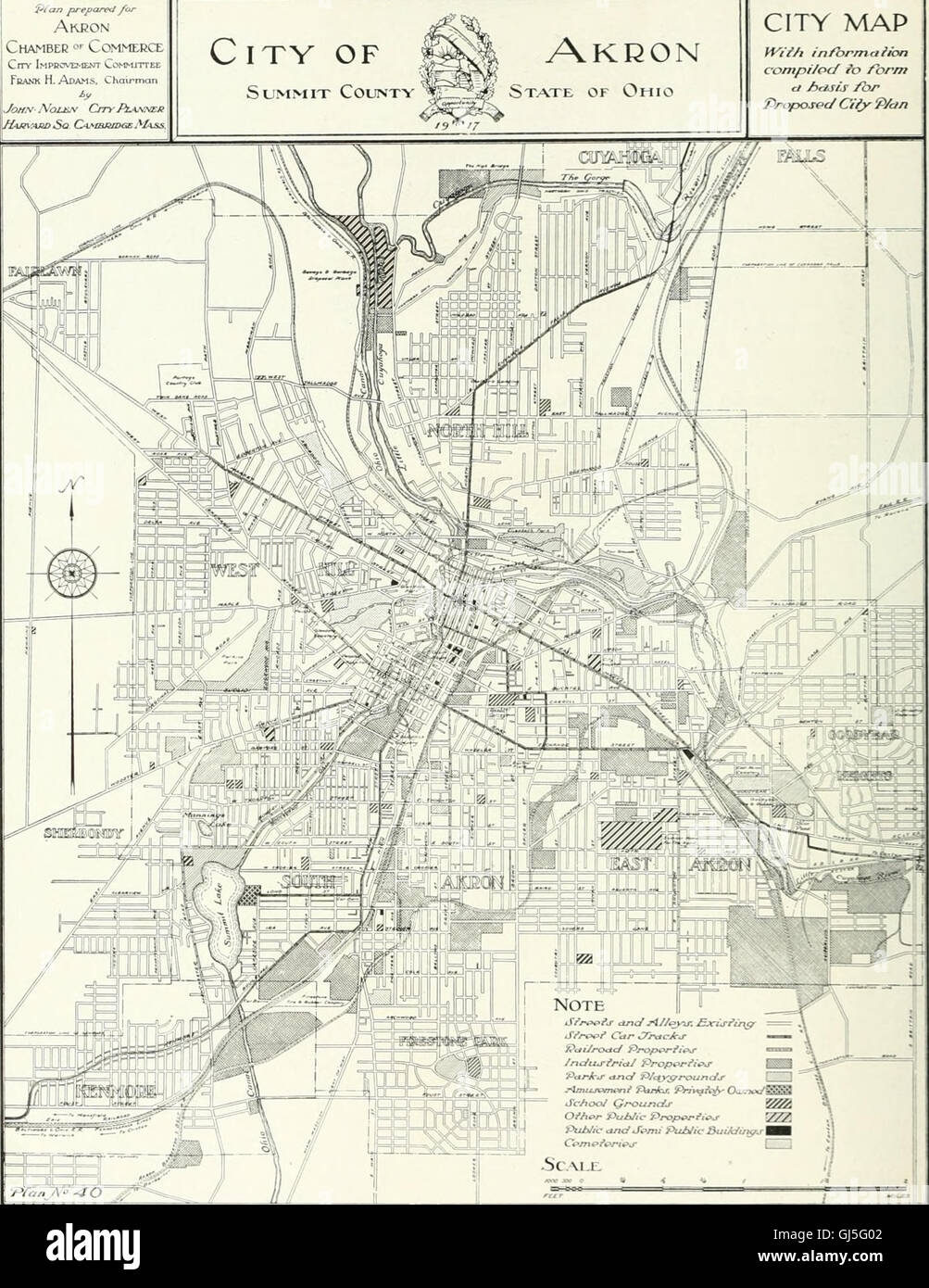 Vintage map of akron hi-res stock photography and images - Alamy