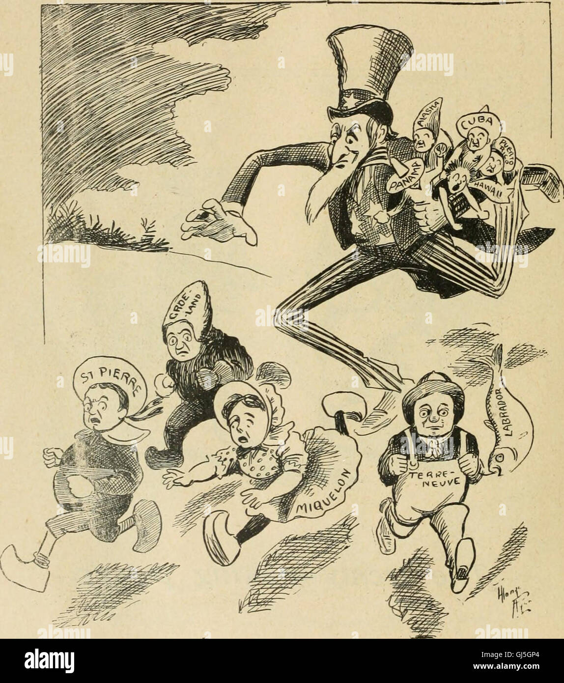This 1904 publication presents political caricatures that offer ...