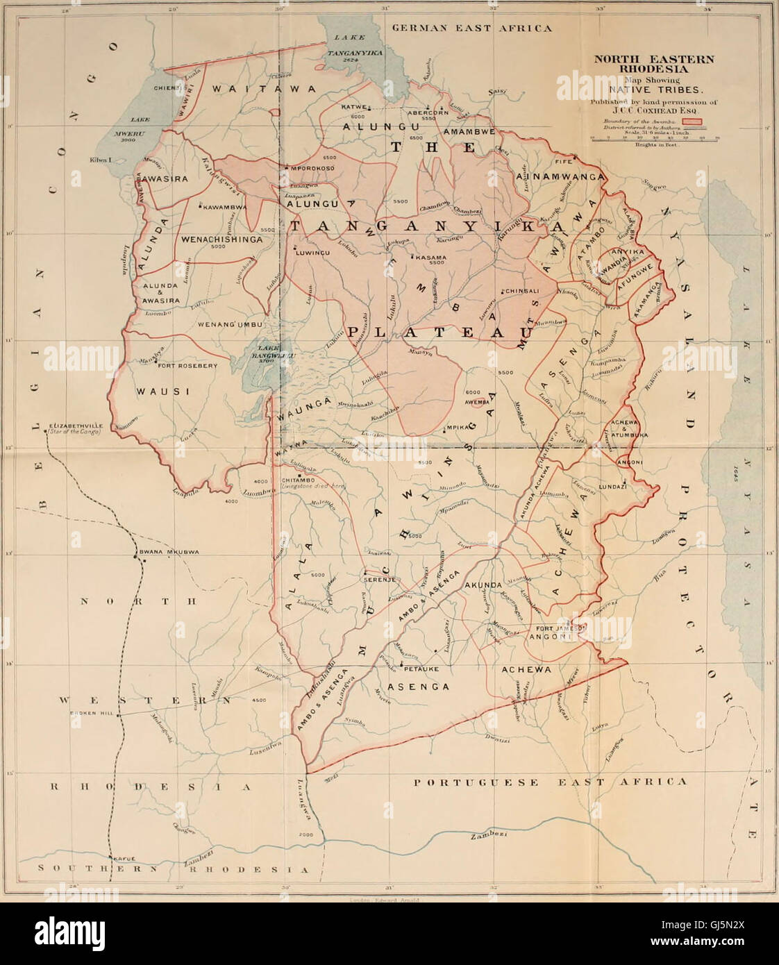 Rhodesia map 1911 hi-res stock photography and images - Alamy