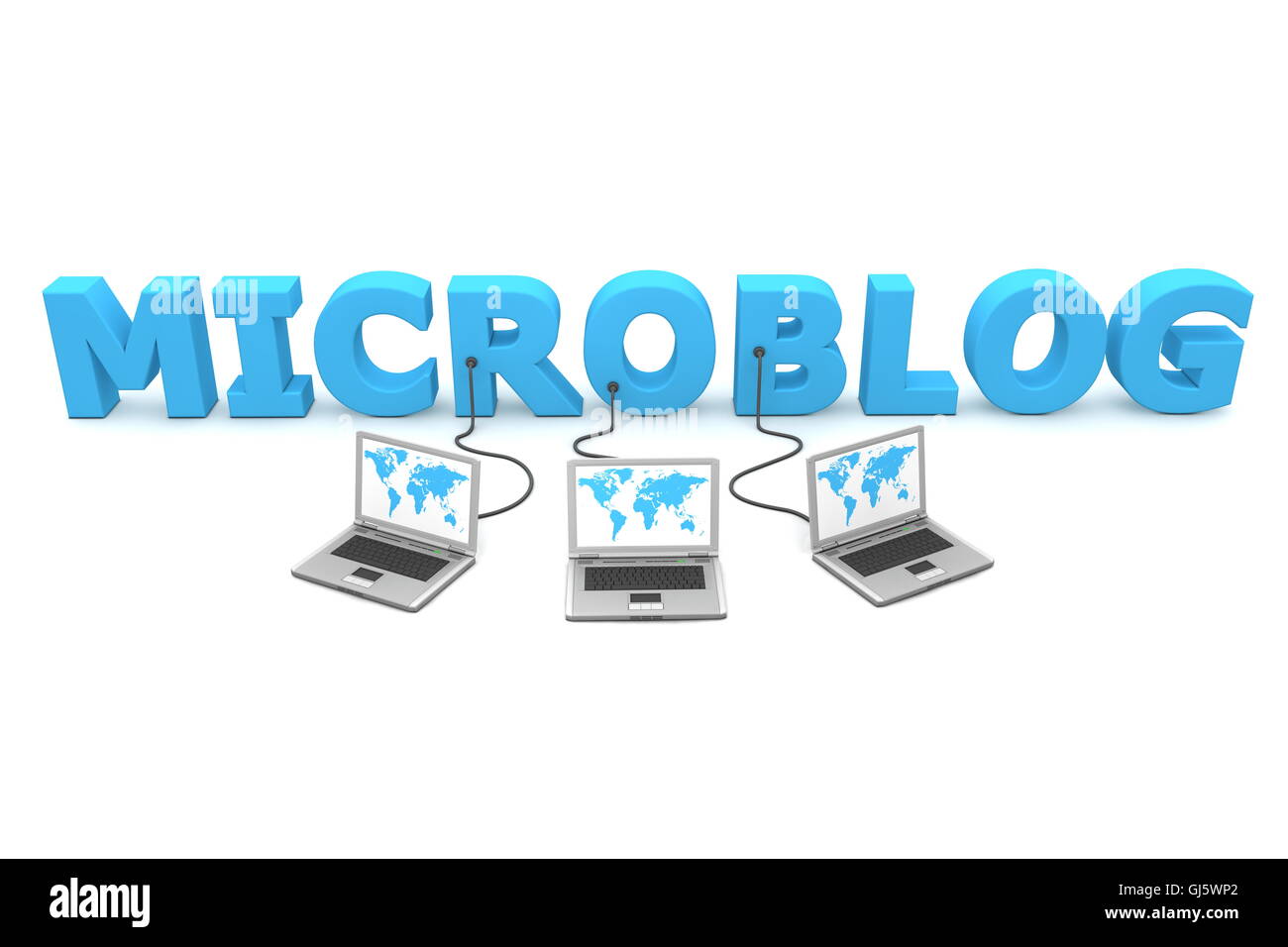 Multiple Wired to Microblog Stock Photo - Alamy