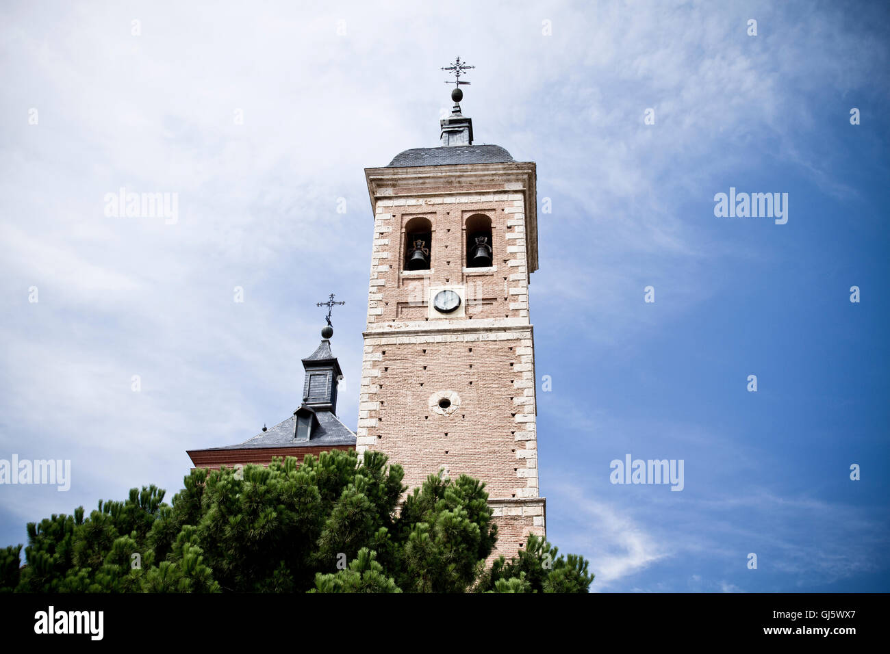 Church bell tower, rural landscape, Spain Stock Photo - Alamy