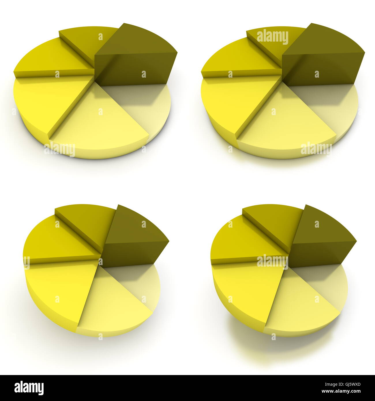 Pie Chart - Four Yellow Views Stock Photo - Alamy