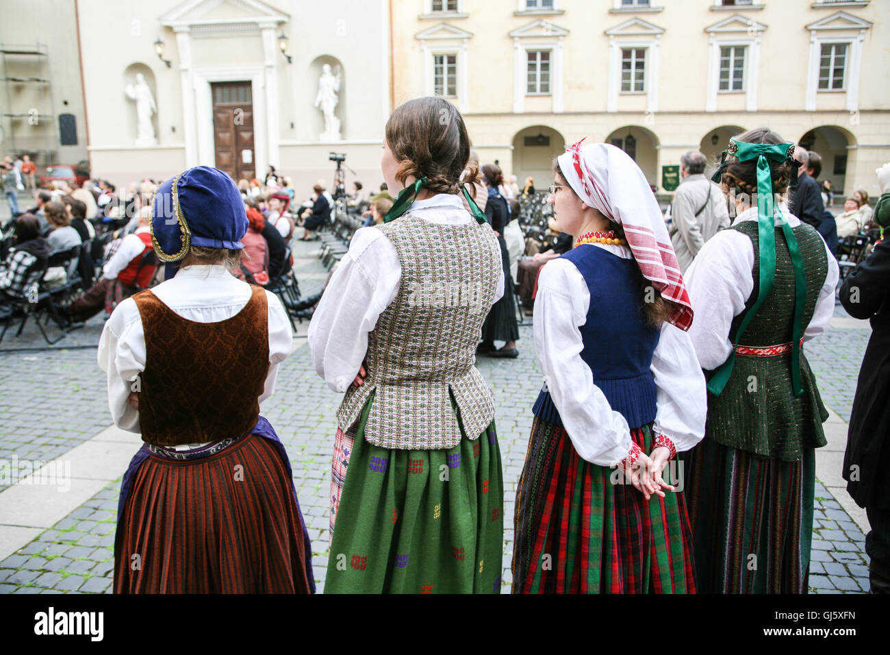 Traditional folk dance performers watching a folk performance in the ...