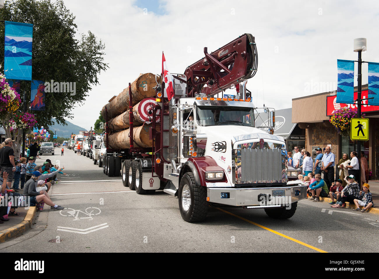 A logging truck in the annual Squamish Loggers Day parade. Squamish BC ...