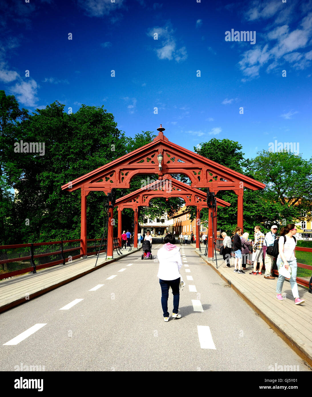 Crossing an old bridge in Trondheim Stock Photo - Alamy