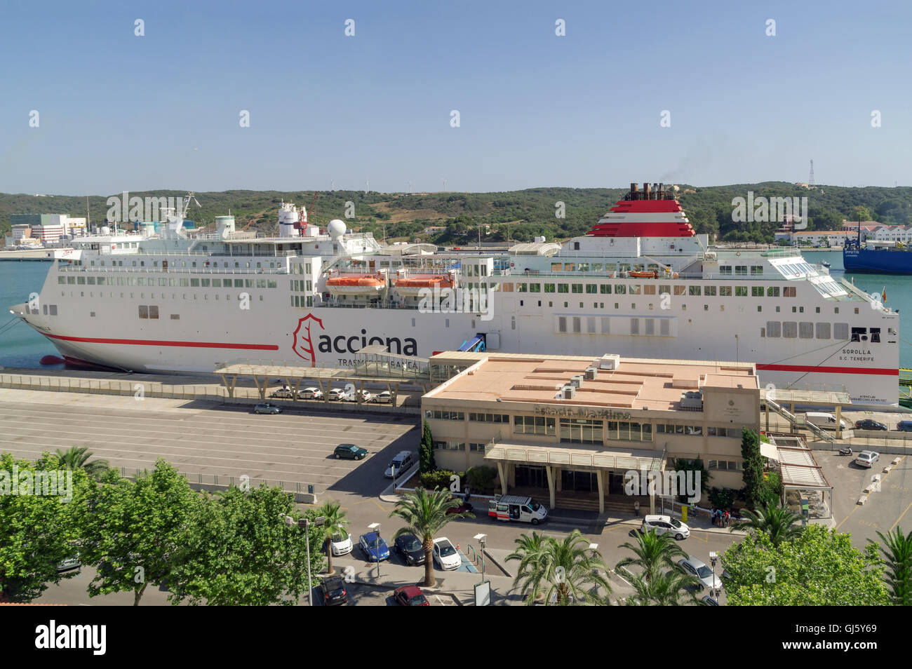 The harbour area of the Menorcan capital, Mahon Stock Photo - Alamy