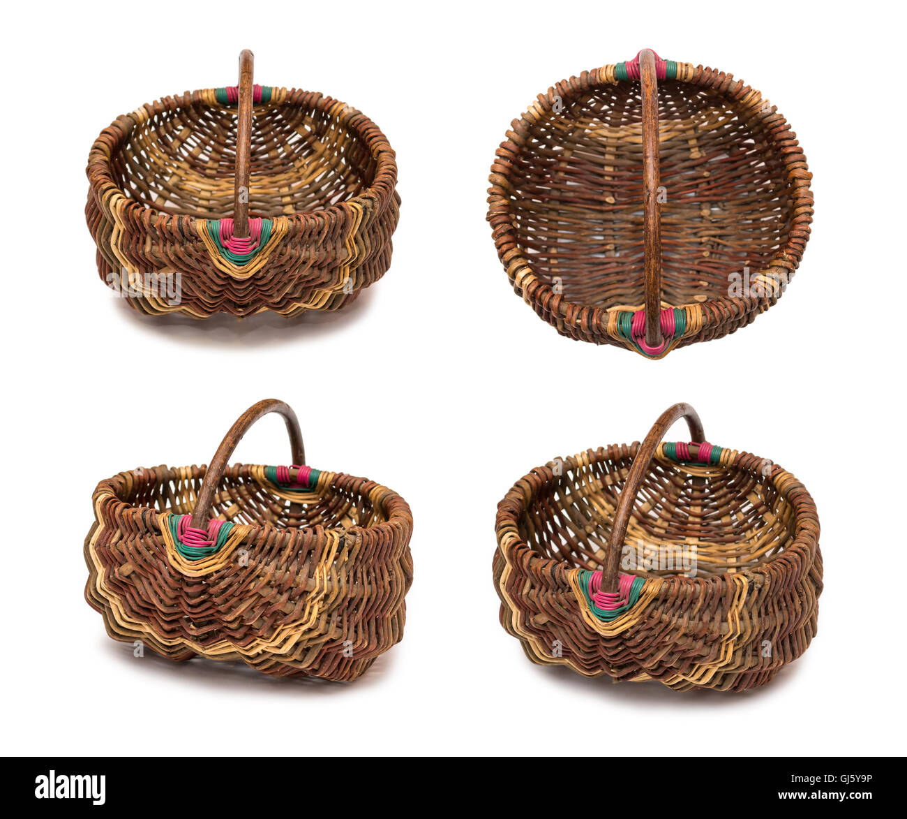 Empty wicker basket isolated Stock Photo - Alamy