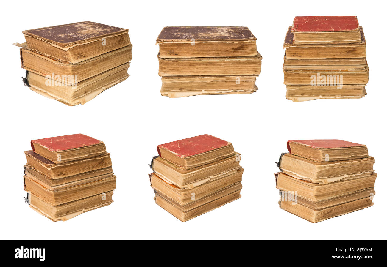 Set of old tattered books. Vintage torn books. Antiques isolated Stock ...