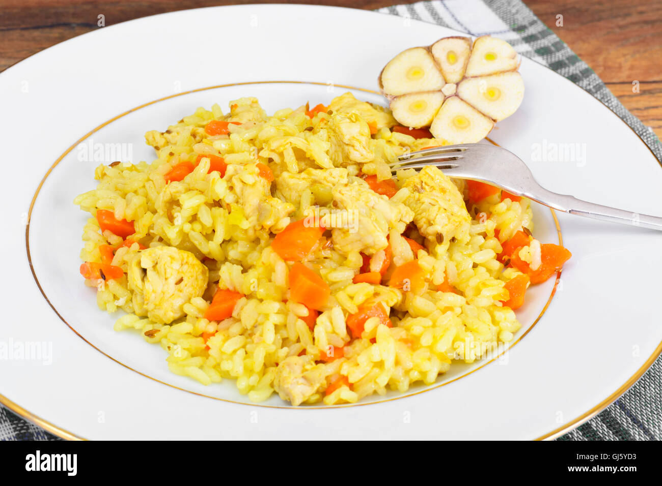 Healthy Food: Pilaf with Meat and Rice Stock Photo - Alamy