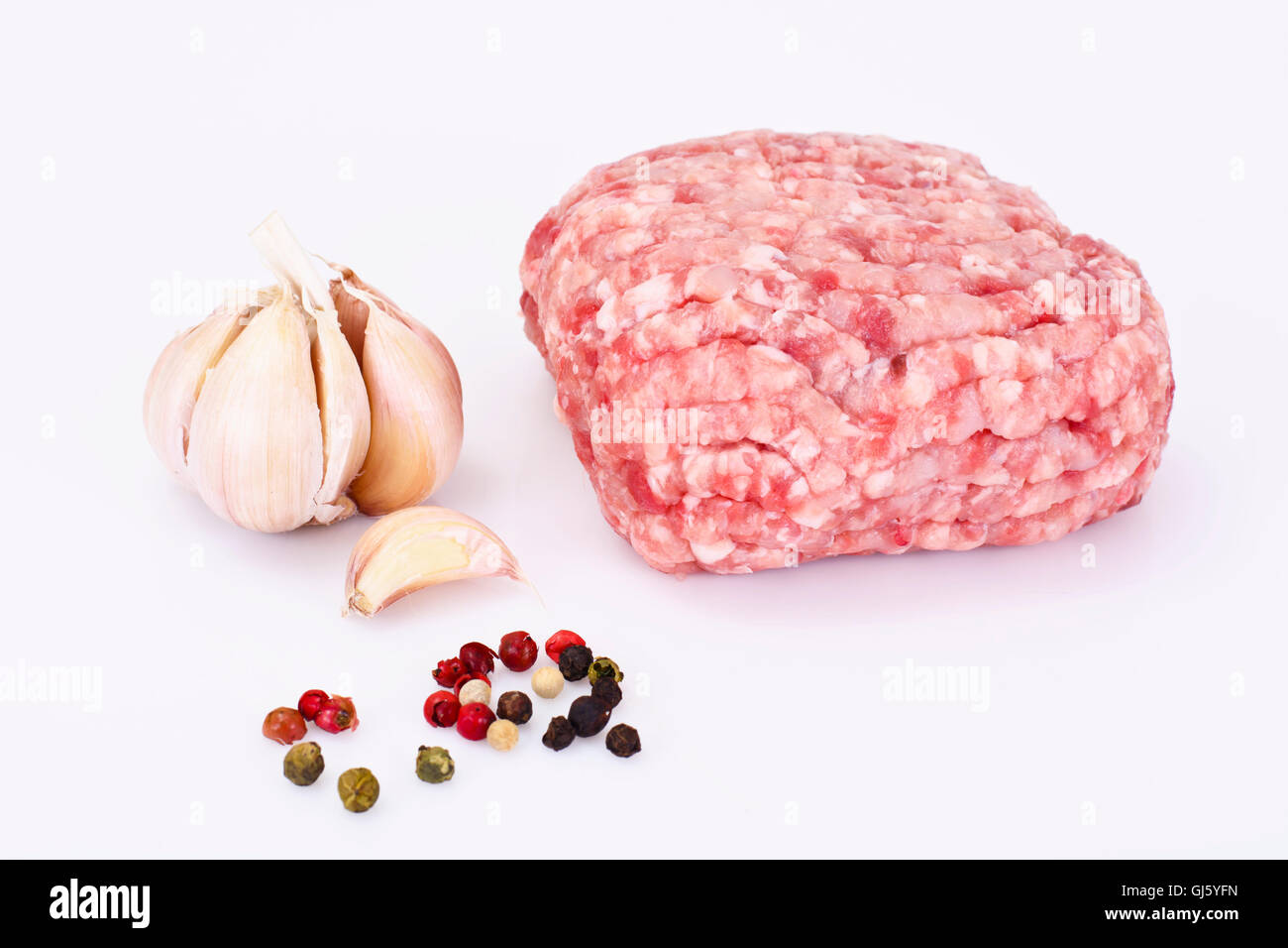 Chopped Meat on White Background Stock Photo - Alamy