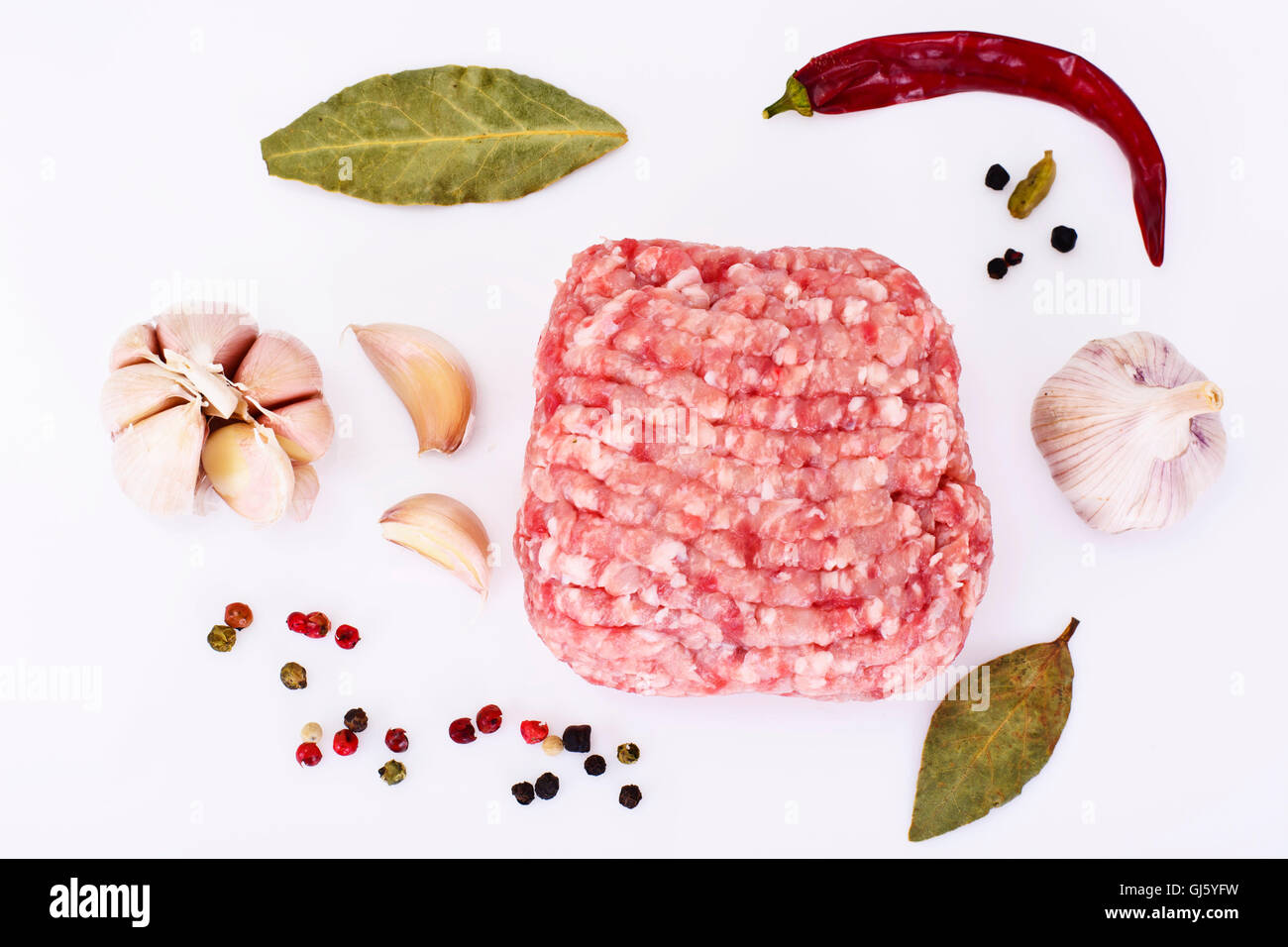 Chopped Meat on White Background Stock Photo - Alamy