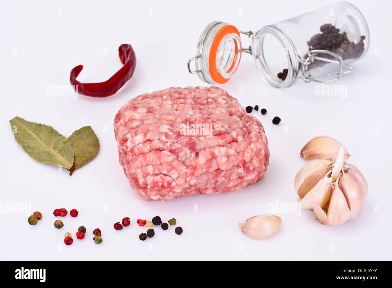 Chopped Meat on White Background Stock Photo - Alamy