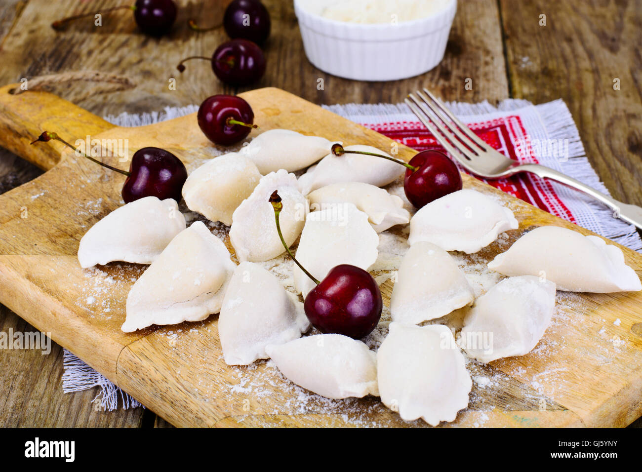 Dumplings with Cherries Stock Photo - Alamy