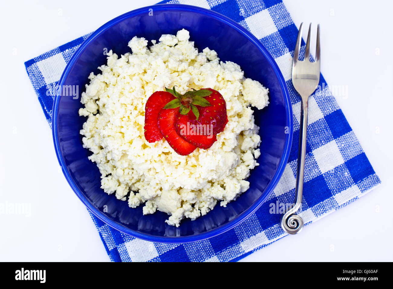 Home Dietary Fat Cottage Cheese Beaded Curd with Strawberry Stock Photo ...