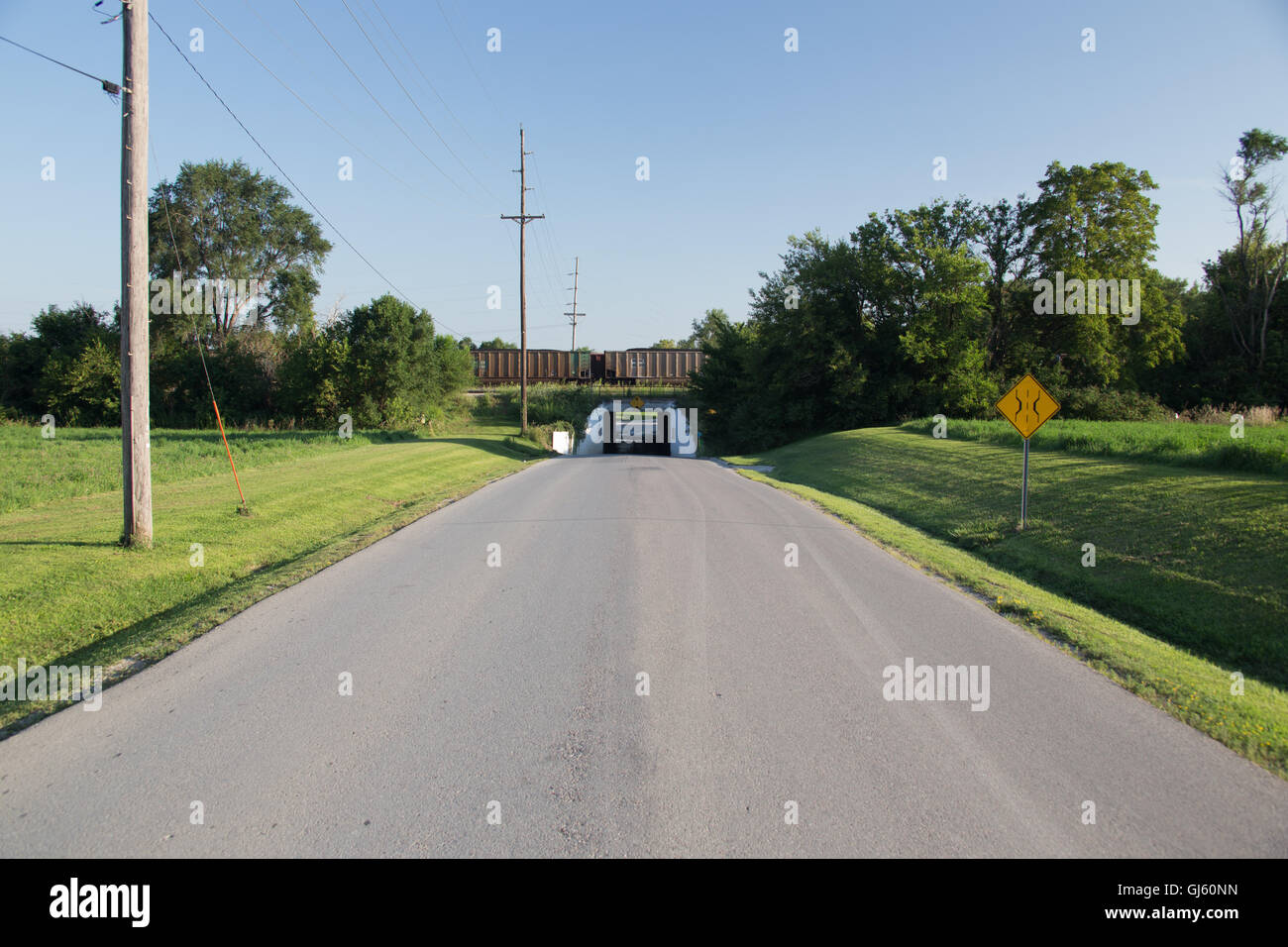 Railroad underpass, Viaduct, narrow road, tunnel. North Cedar Street ...