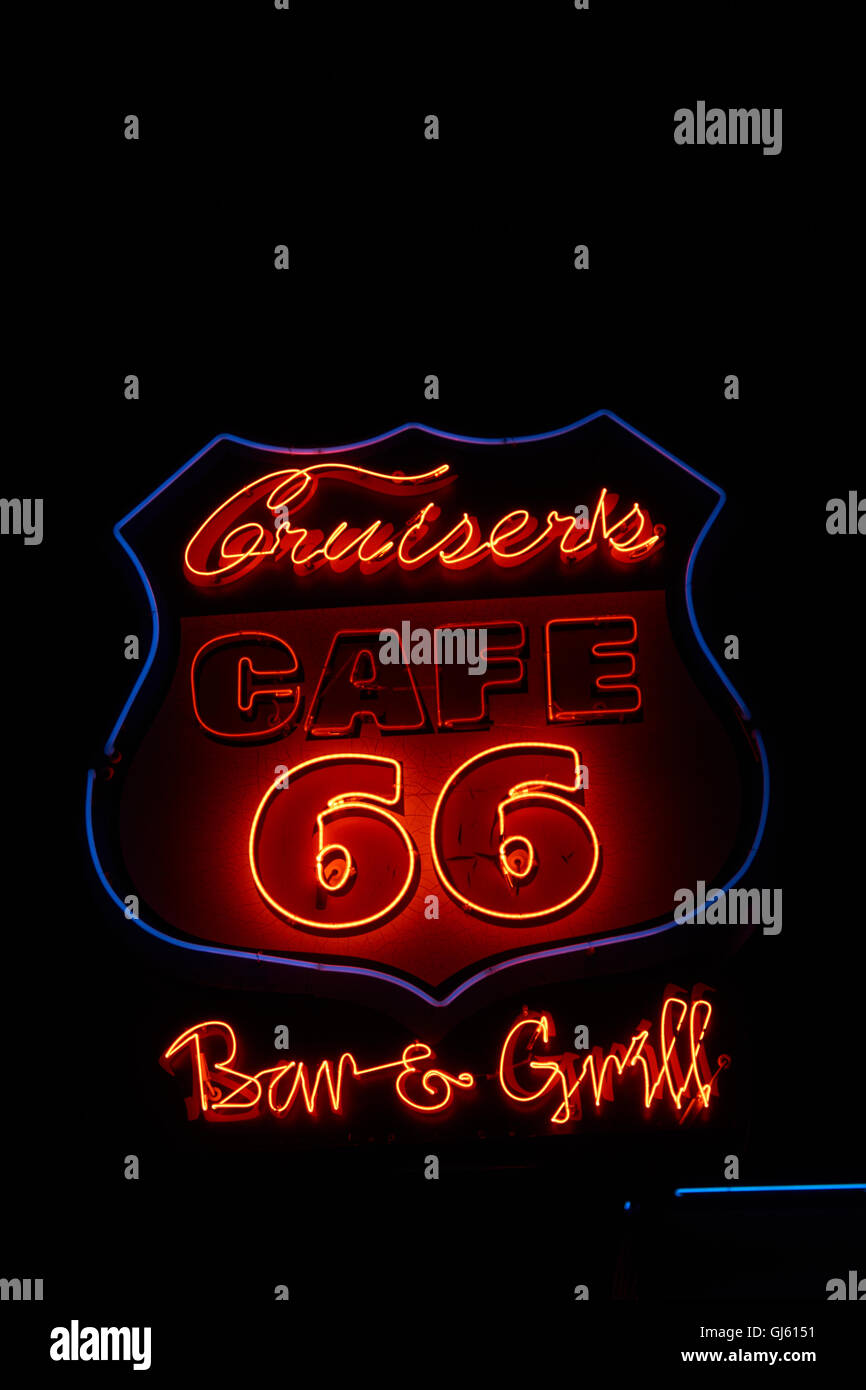 Neon sign for Bar and grill along Route 66 at William. USA Stock Photo ...