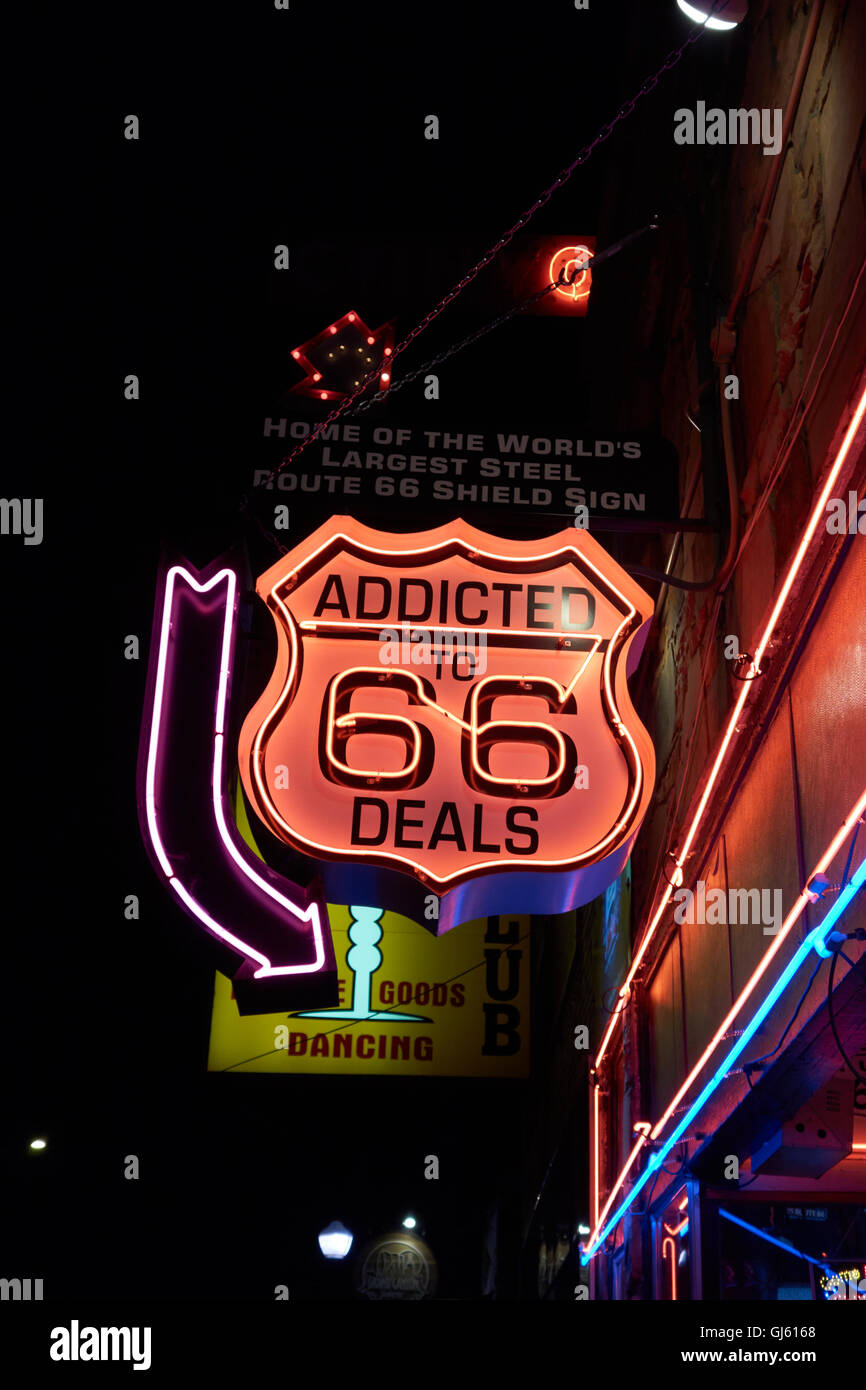 Neon shop sign along Route 66 at William. USA Stock Photo - Alamy