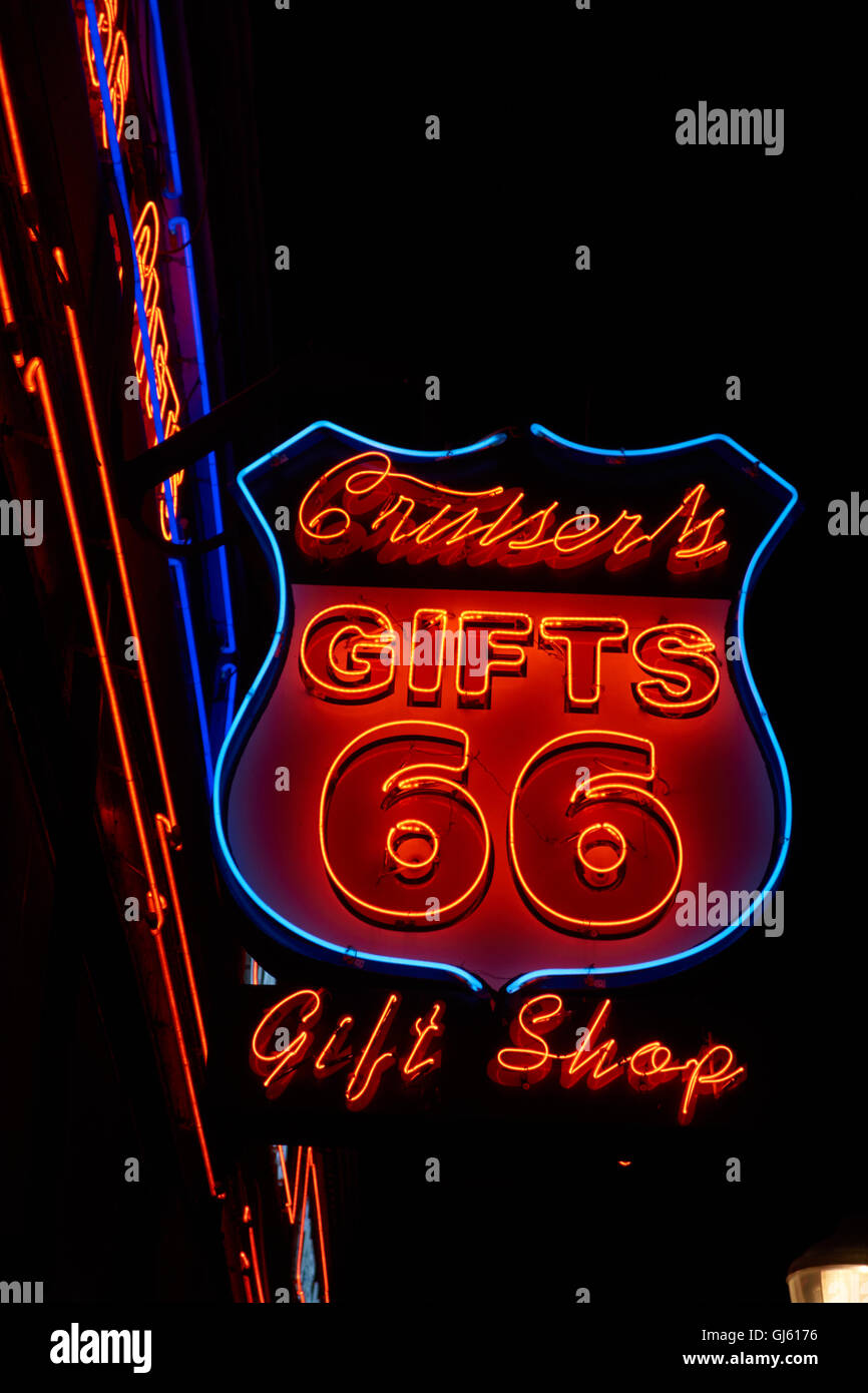 Neon gift shop sign along Route 66. William. USA Stock Photo - Alamy