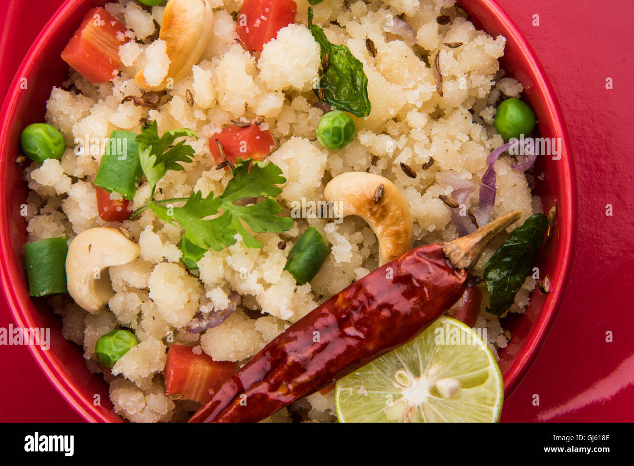 Rava Upma - Popular south Indian breakfast wiih semolina and vegetables ...