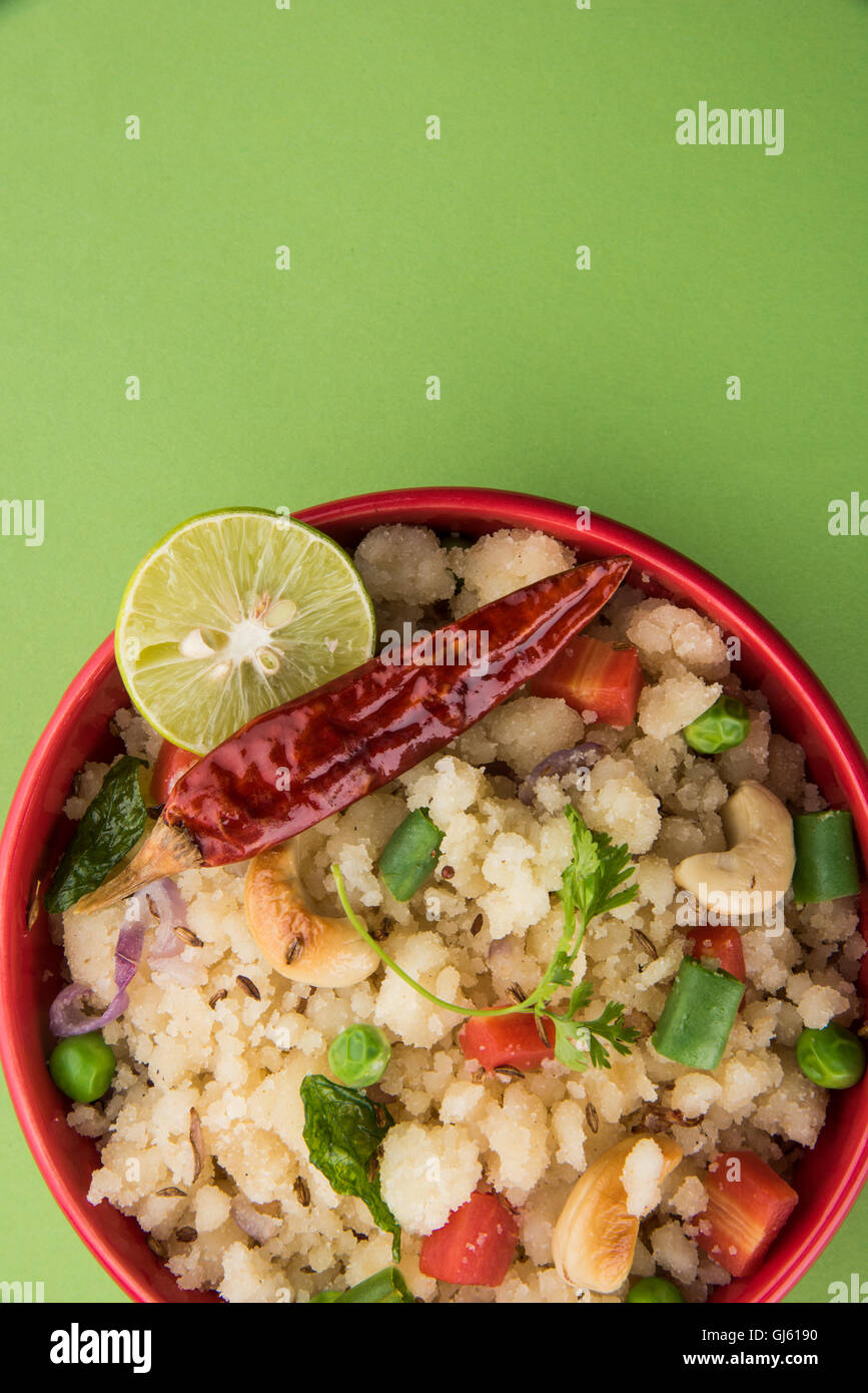 Rava Upma - Popular south Indian breakfast wiih semolina and vegetables ...